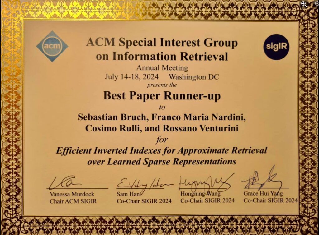 CNR Wins the Best Paper Runner-Up Award at ACM SIGIR 2024 - EFRA Project